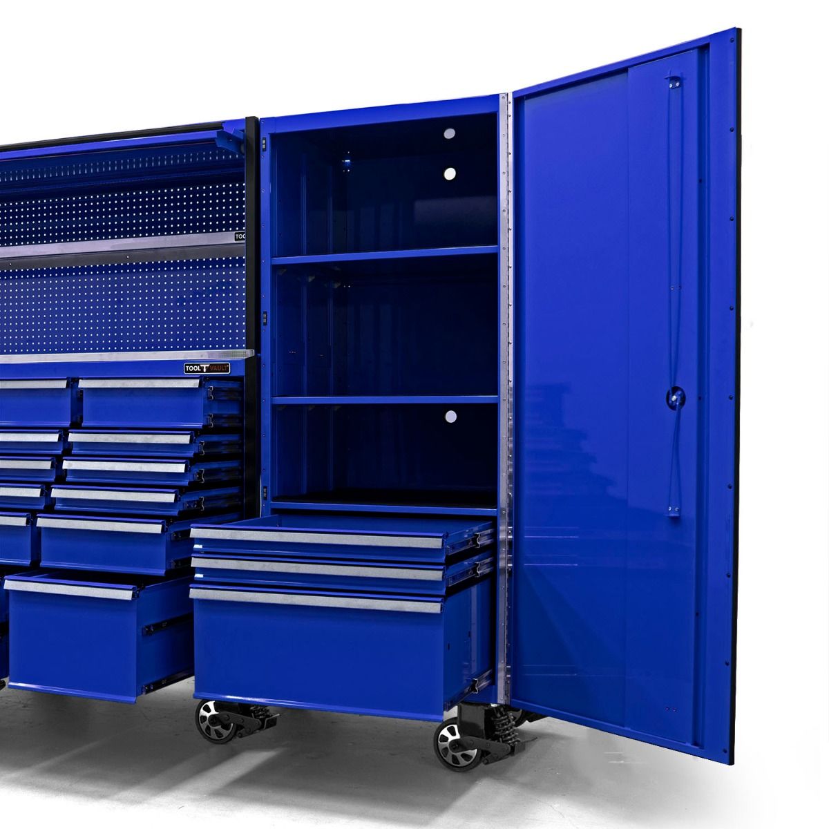 Tool Vault Elite XL 84” 23-Drawer Roller Cabinet with Hutch and 2 Side ...
